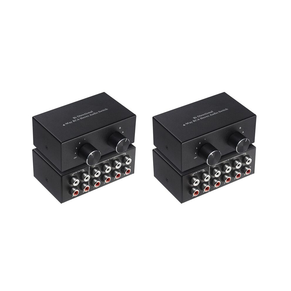 2X Bi-Directional 4-Way RCA Stereo Audio L/R Sound Channel Audio ...