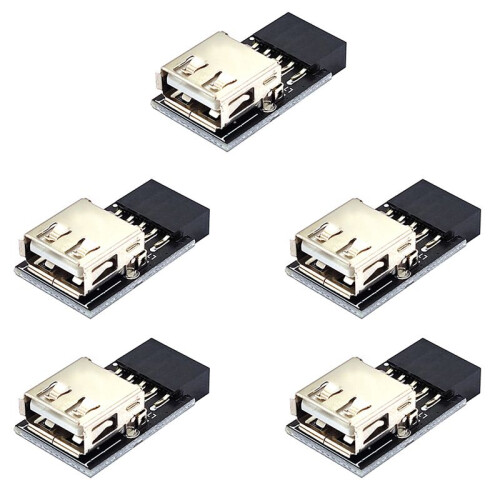 5X 9Pin to 1 Port USB Adapter Connector PC Internal Motherboard 9Pin to ...