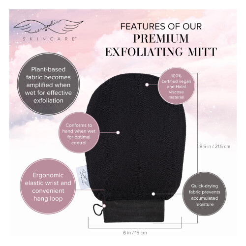 Exfoliating Mitt and Facial Scrub Pad Set for Deep Body Exfoliation ...