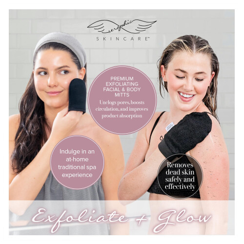 Exfoliating Mitt and Facial Scrub Pad Set for Deep Body Exfoliation ...