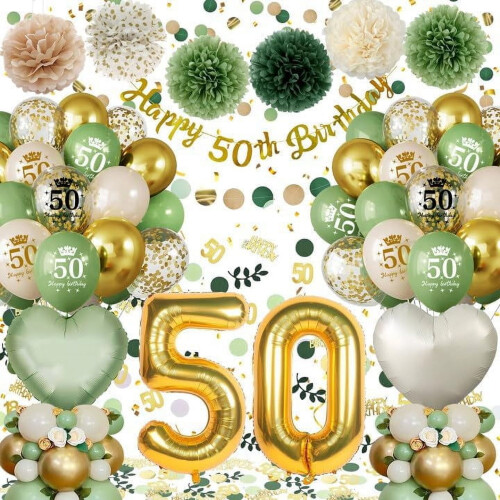 Decorațiuni pentru petrecerea de 50 de ani pentru ea și el, verde ...
