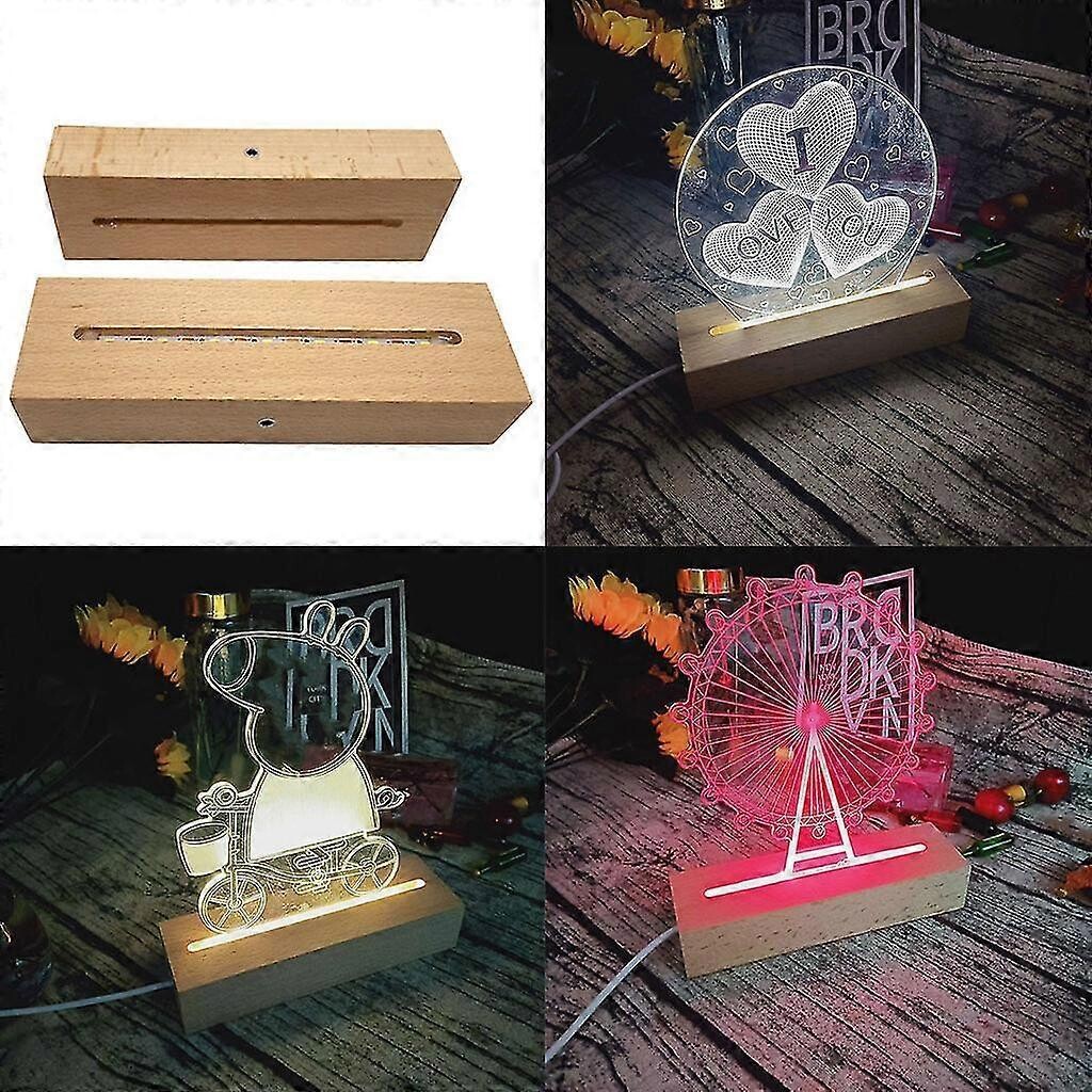 (Changeable)Led Lights Display Base Wood Rectangular Night Light Bases ...