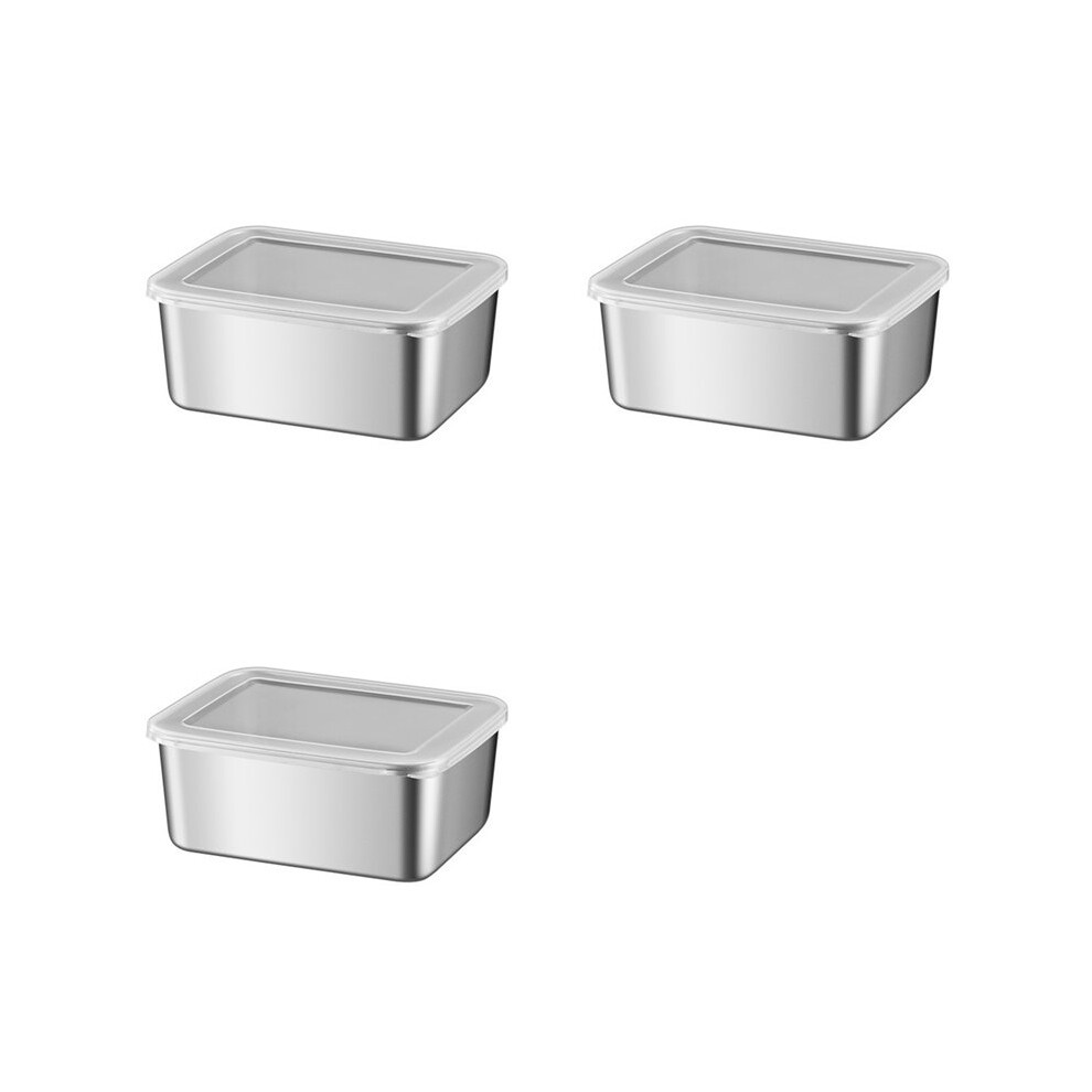 3X Stainless Steel Refrigerator Crisper Food Storage Box with Plastic ...