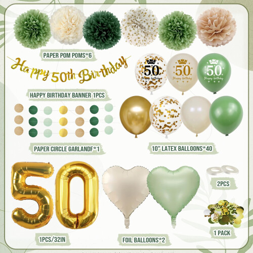 Decorațiuni pentru petrecerea de 50 de ani pentru ea și el, verde ...