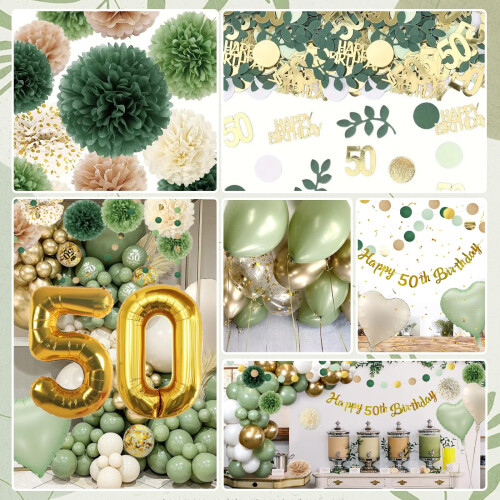Decorațiuni pentru petrecerea de 50 de ani pentru ea și el, verde ...