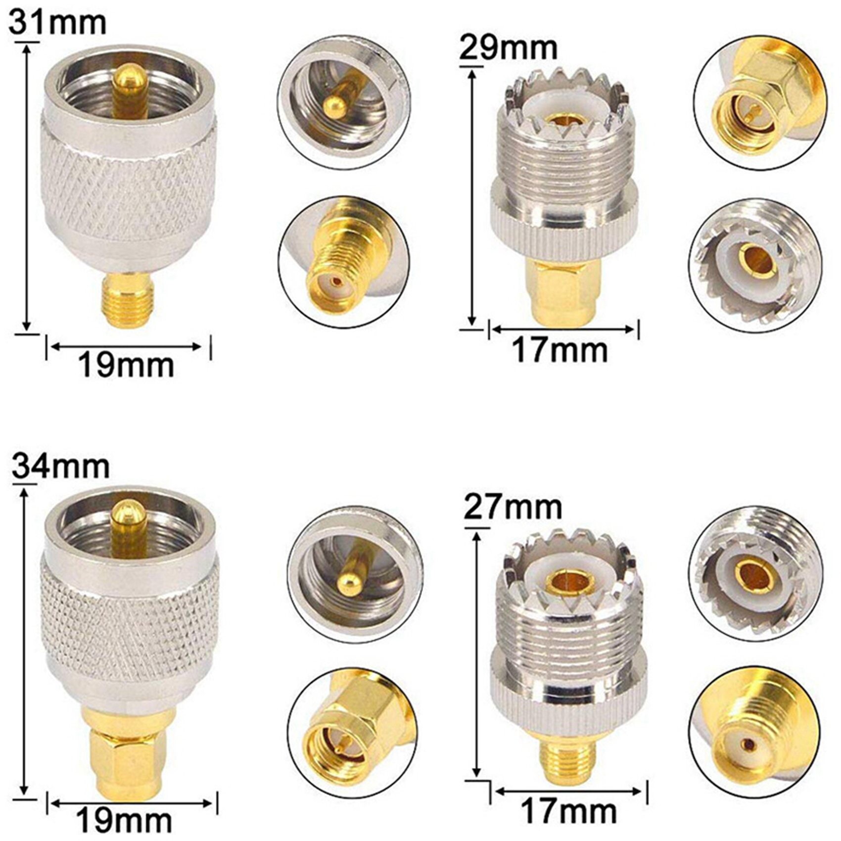 8 Stück / SET UHF SL16 PL259 SO239 Auf SMA Stecker Buchse RF Steck ...