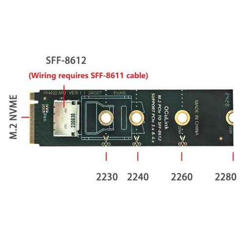 3X M.2 NVMe PCIe to Oculink Female Dock SFF-8612 Adapter M.2 Mkey Nvme ...