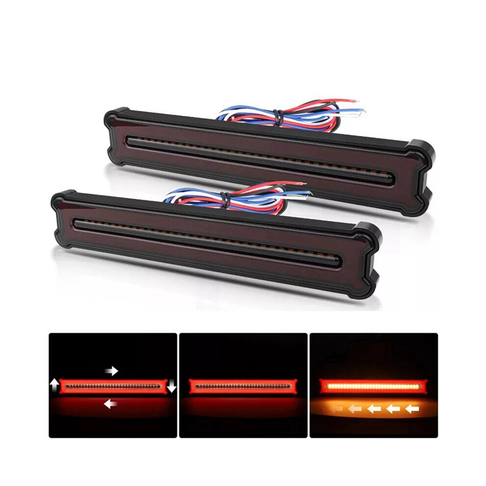 4X Rectangular LED Tail Light Bar Brake Indicator Rear Bumper Flowing ...