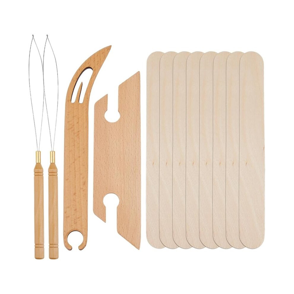 12Pcs Wood Weaving Kit Wooden Knitting Looms Shuttles Set Beveled Inkle ...