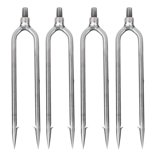 Stainless Steel 2 Prongs Fishing Spear Gaff Hook 16.5cm Outdoor Tackle ...