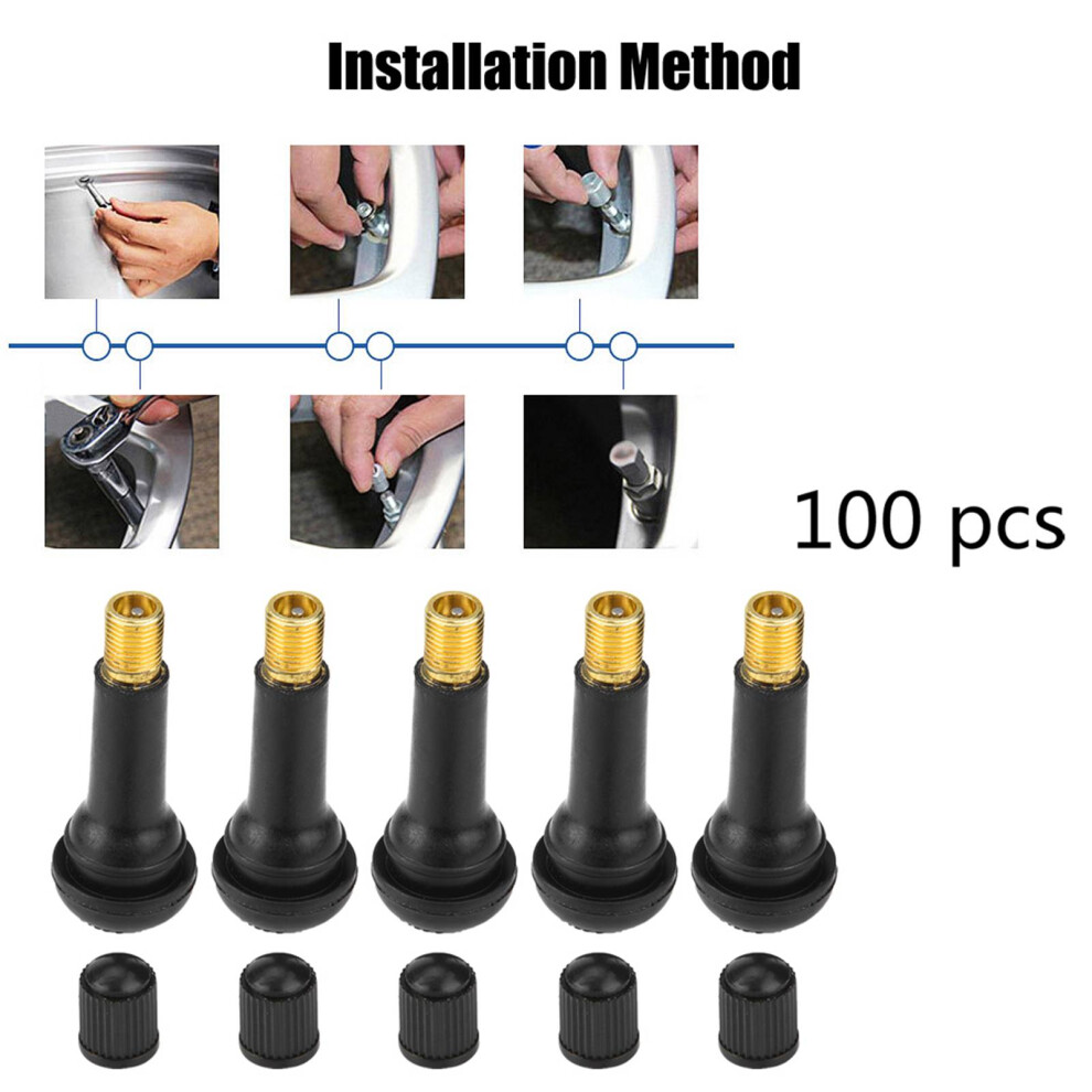 Car Motorcycle Valve Stems 100 pcs TR414 Rubber Replacement Universal ...