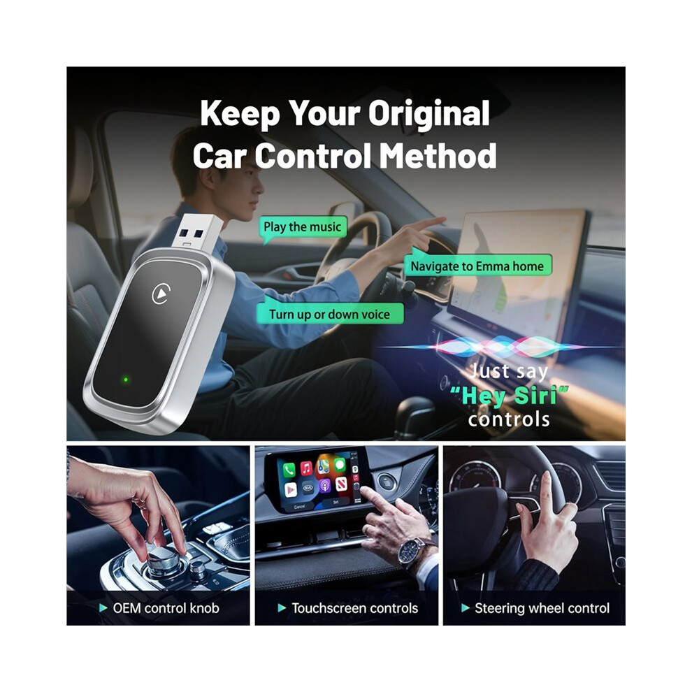 2-in-1-Kabelloser Carplay-Adapter, Android AUTO, AI Box ...