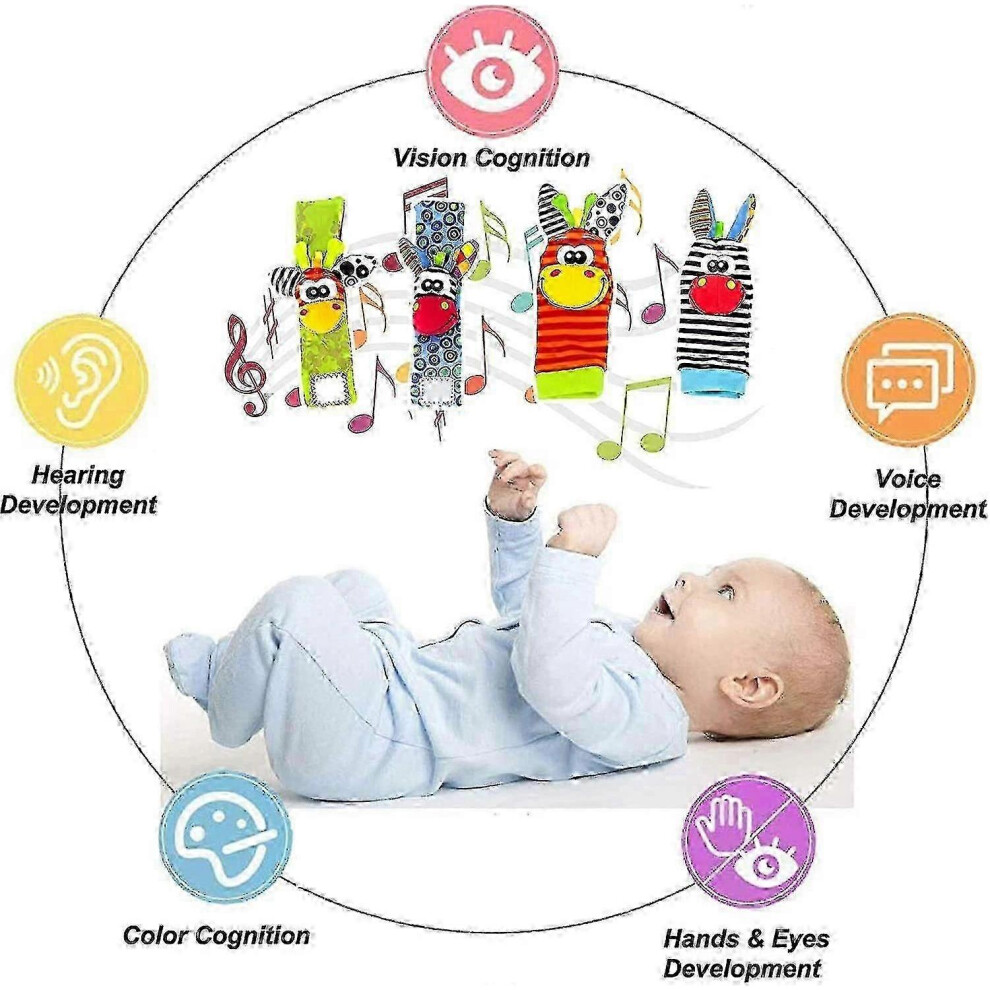 Baby Rattle Socks and Wrist Toys Set - Fun Foot Finder Socks for Infant ...