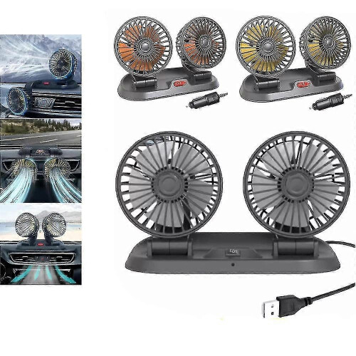 (5V) Newly Double Cooling Car Fan Presencte, Upgraded Portable Vehicle ...