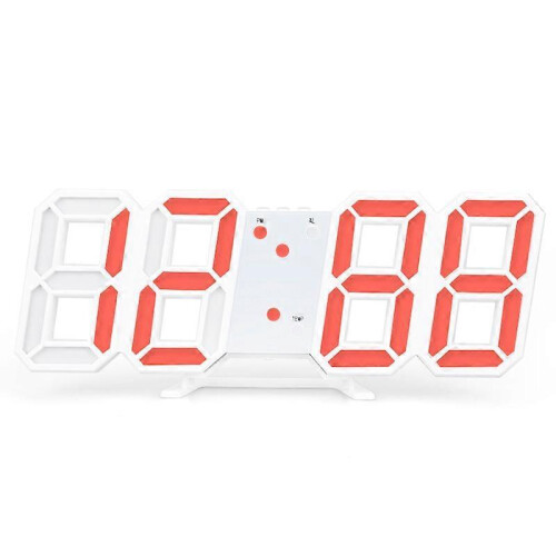 (orange) Digital 3D LED Big Wall Desk Alarm Clock Snooze 12/24 Hours ...