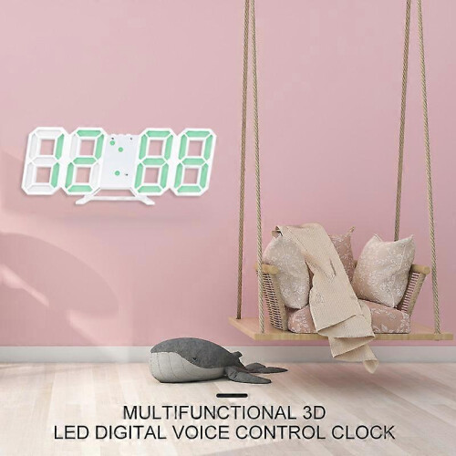 (orange) Digital 3D LED Big Wall Desk Alarm Clock Snooze 12/24 Hours ...
