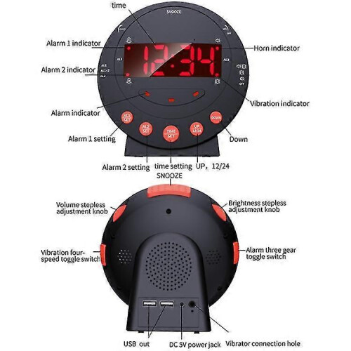 Ts-bc600 Strong Vibration Digital Alarm Clock for Hearing Impaired ...