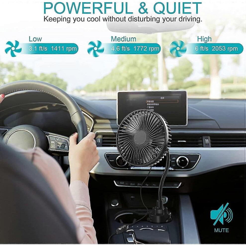 6" Slim Air Circulator Cooling Fan 360 Car Folding Electric Fan USB ...