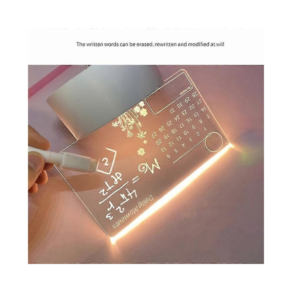 (A, White) Creative Led Note Board Night Light Usb Message Board With ...
