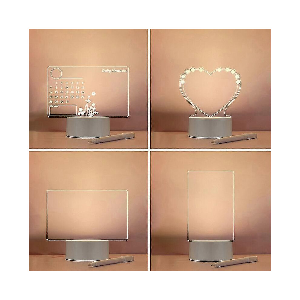 (A, White) Creative Led Note Board Night Light Usb Message Board With ...
