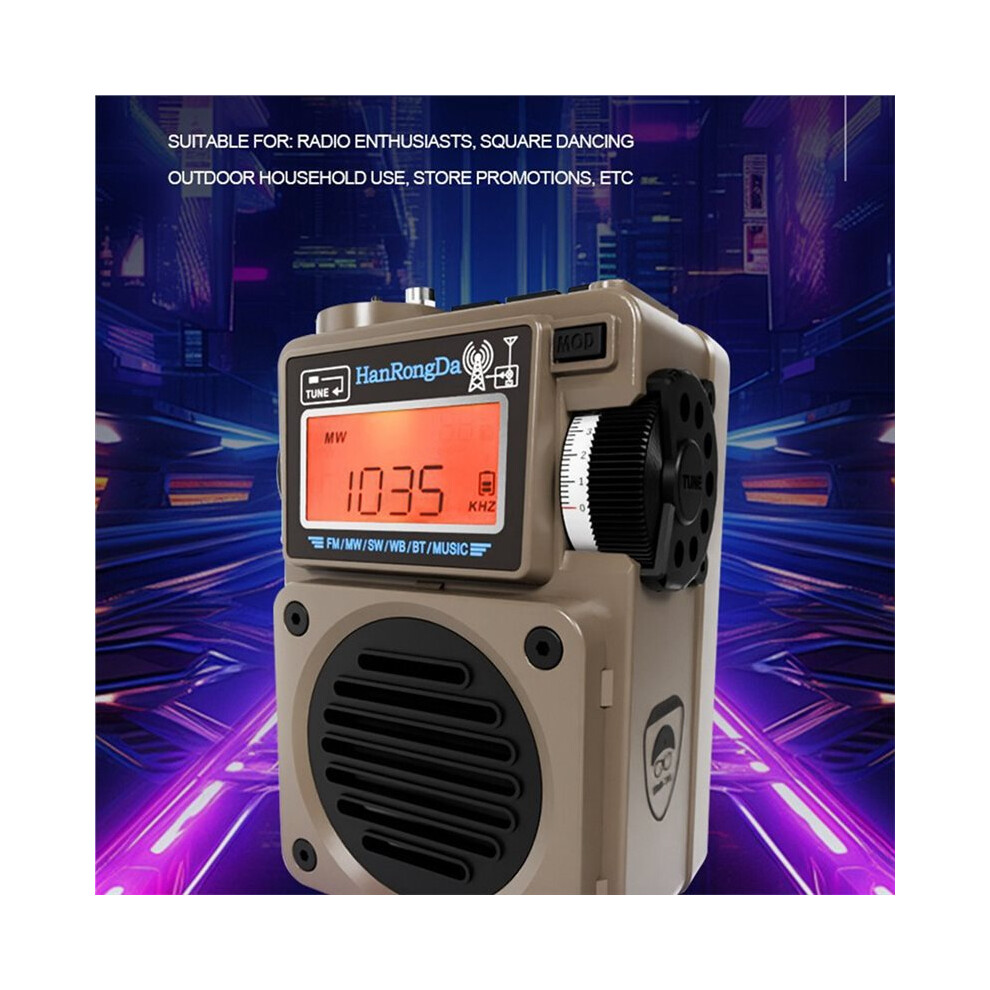 HRD-701 Emergency Radio Full Band Digital Subwoofer Speaker TF Music ...