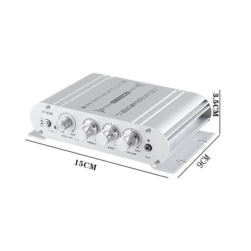 ST-838 HiFi 2.1 Channel Power Amplifier Stereo Bass Sound Amp RMS 20Wx2 ...