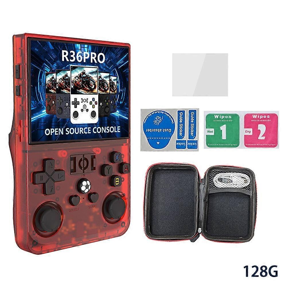 (128G, Transparent Red) 2025 New R36PRO Handheld Game Console 22000 ...