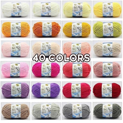 (dark red) FEIJIEAST 50g/Roll Milk Cotton Yarn 5 Ply Hand-Knitting ...