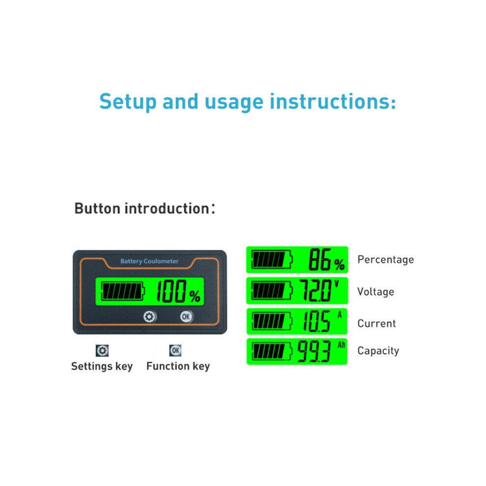 Voltmètre numérique 2 m 50 A 12 V 48 V pour batterie au plomb-acide et ...