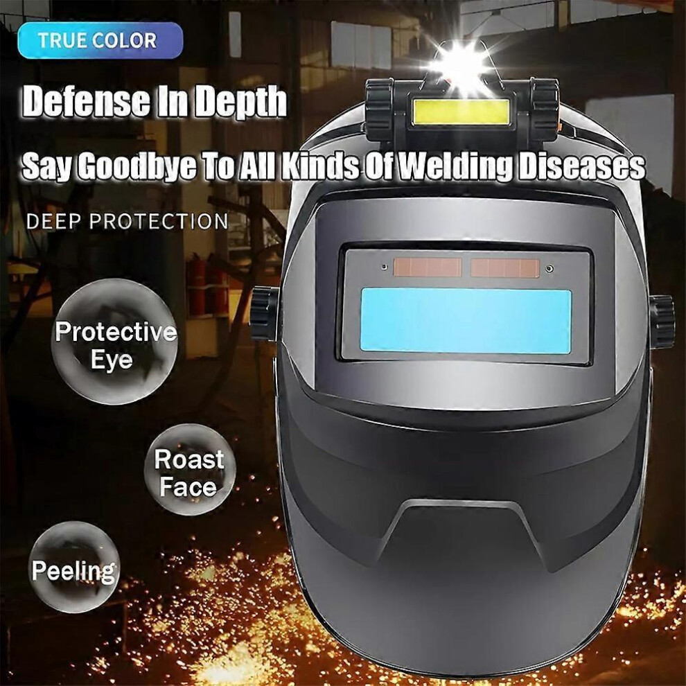(classic, 5 protective films) Auto Darkening Welding Head-mounted ...
