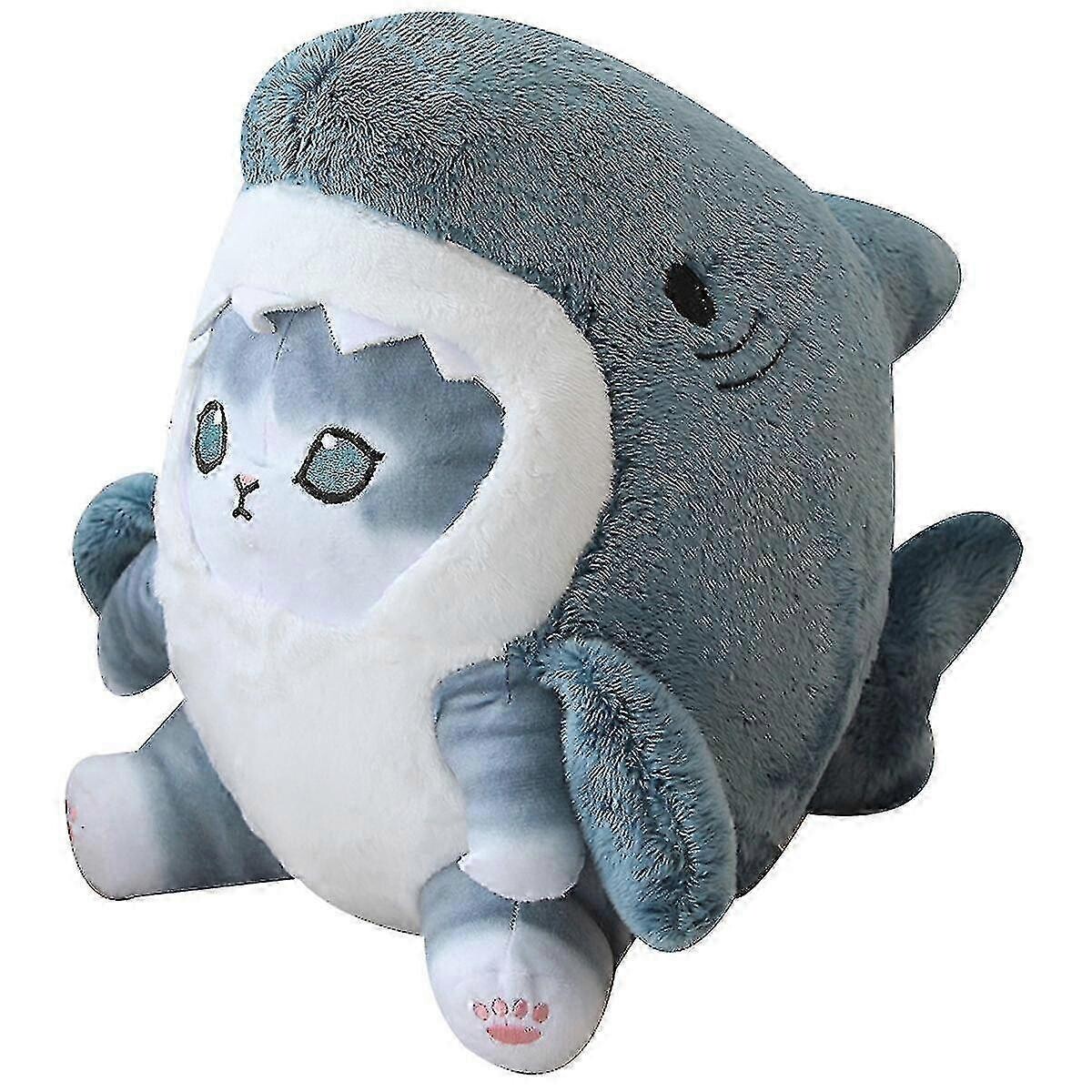 (55cm, Blue) 26-27 Cute Shark Cat Plush Doll Fried Shrimp Cat Stuffed ...