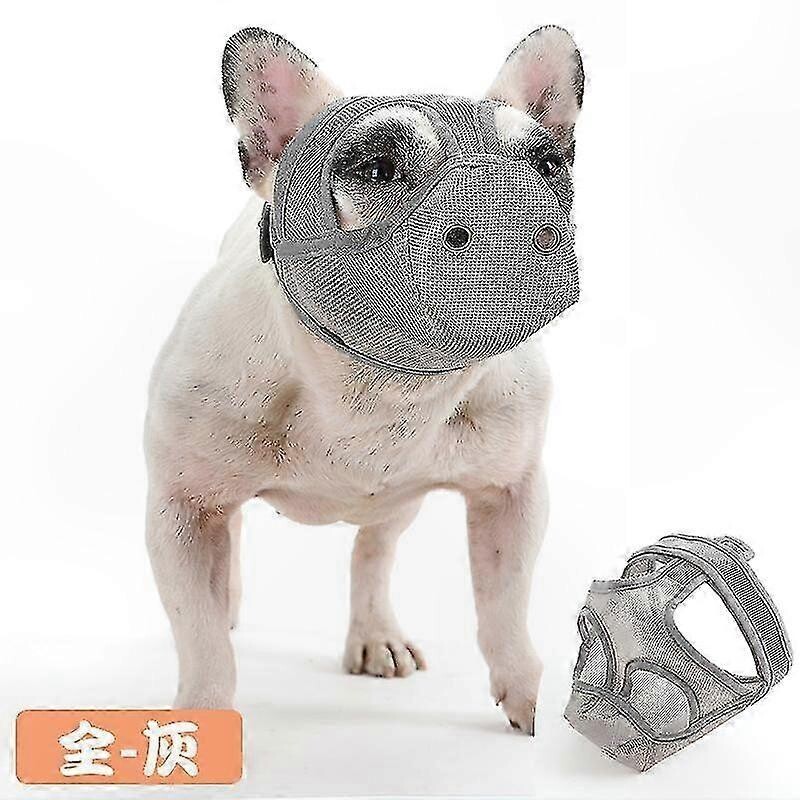 (L, Grey) Adjustable Mesh Muzzle for Short-Nosed Dogs, Breathable ...