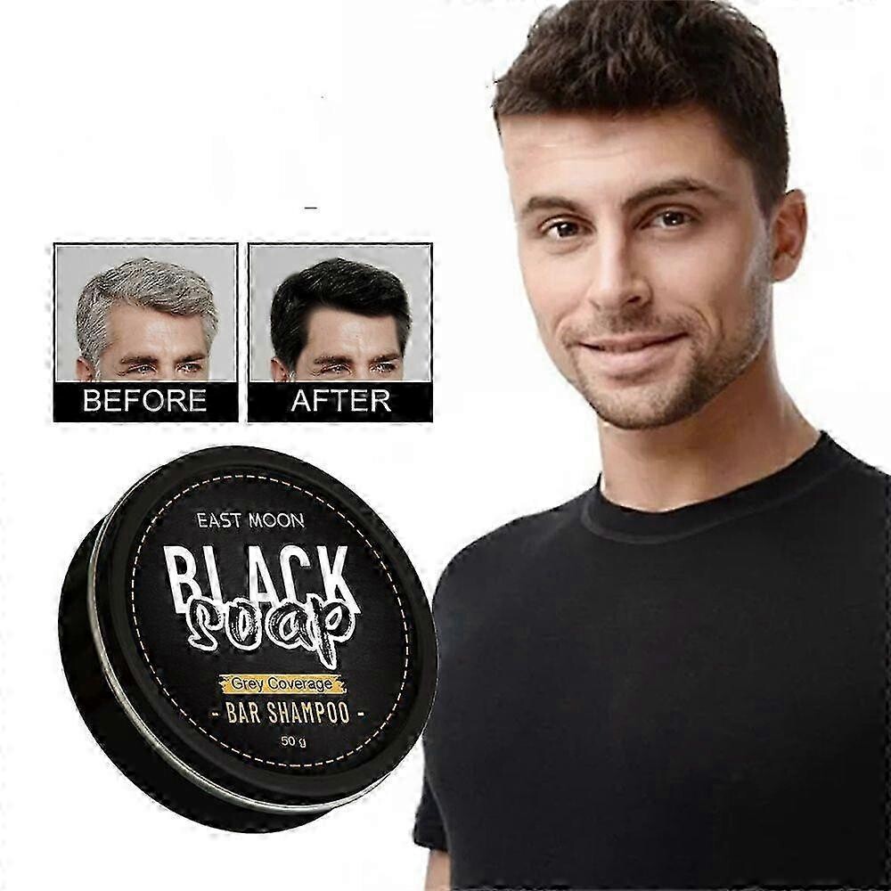 Men's Grey Coverage Bar Shampoo Hair Darkening Black Soap for Grey Hair ...