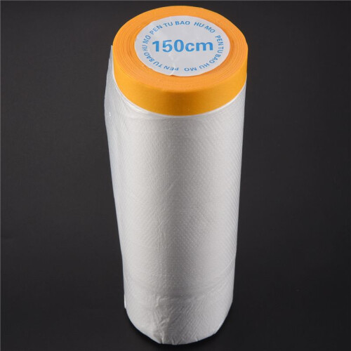 4 Rolls Clear Plastic Sheeting 4.9X 65.5 Ft Pre-Taped Masking Film Drop ...