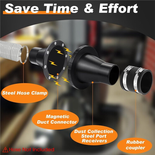 4" to 2.5" Magnetic Dust Collection Fittings for Woodwork Shop Vacuums ...