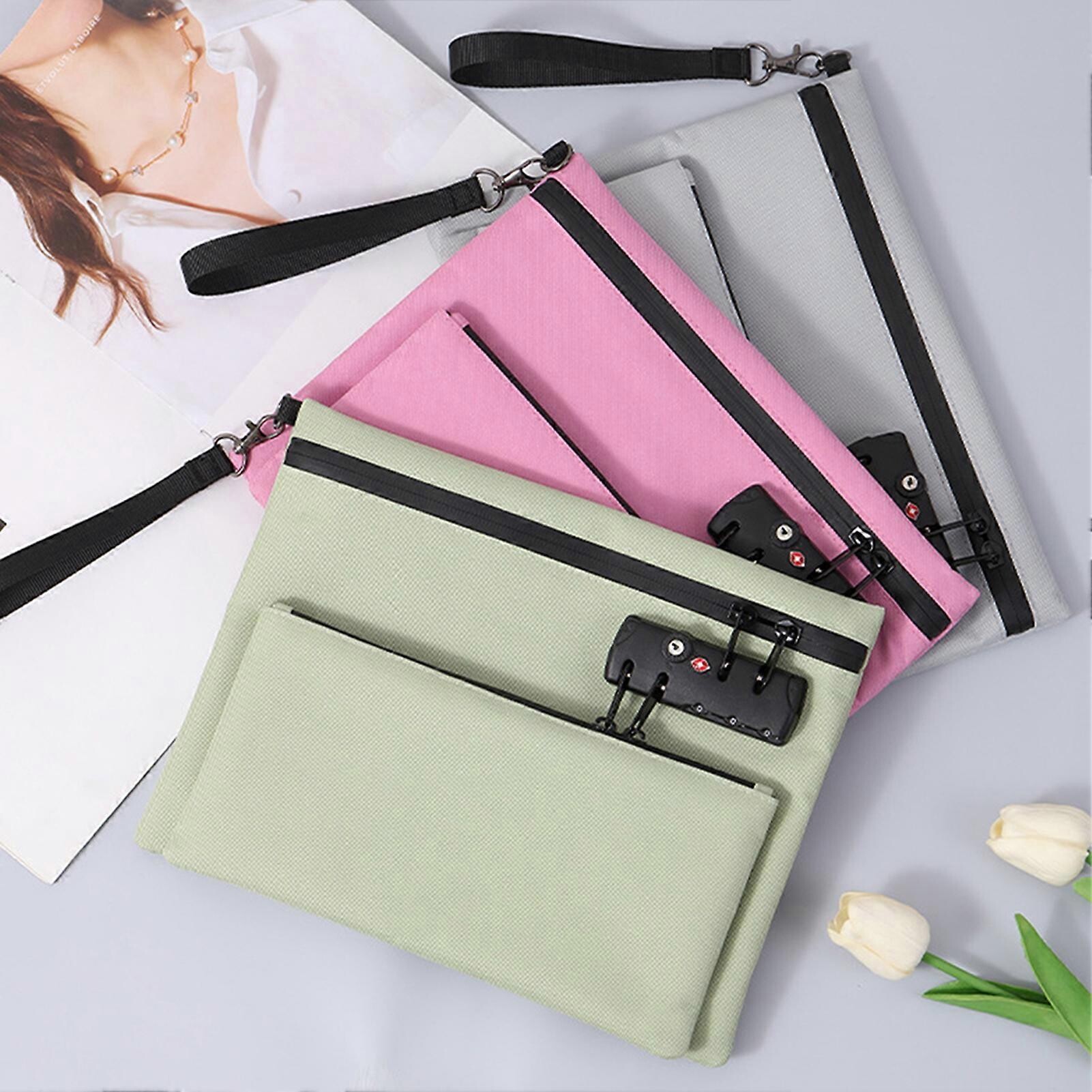 (Green) Lockable Cash Bags for Secure Business Personal-Use Lightweight ...