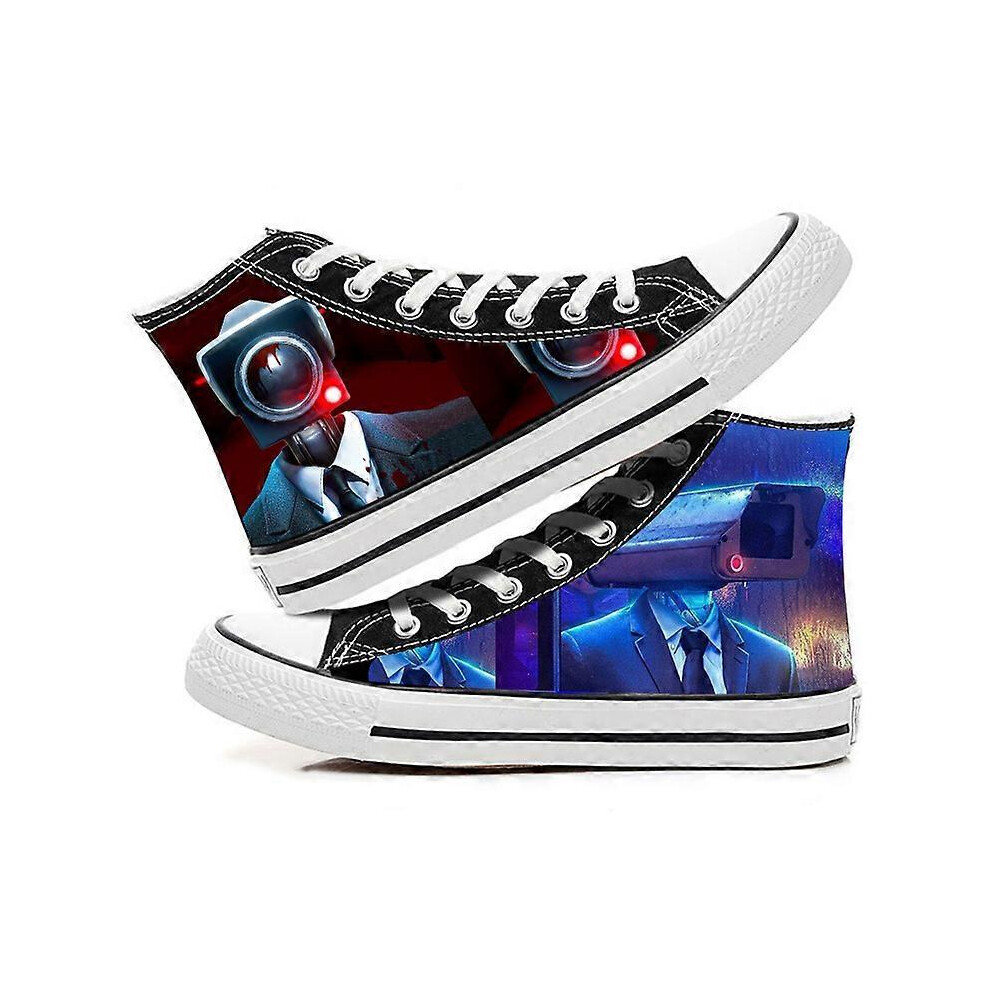 (37) Skibidi Toilet high-top canvas shoes for teenagers, featuring a ...