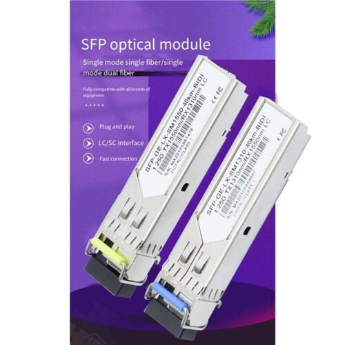 2 Paar Gigabit-Glasfaser-SFP-Modul 1,25 G Singlemode 40 LC 1310 Nm/1550 ...