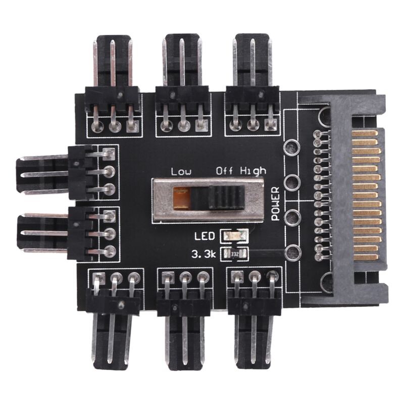 3X Multi-Weg Splitter Kühler Lüfter Hub PC Computer 1 zu 8 3pin 12 V ...