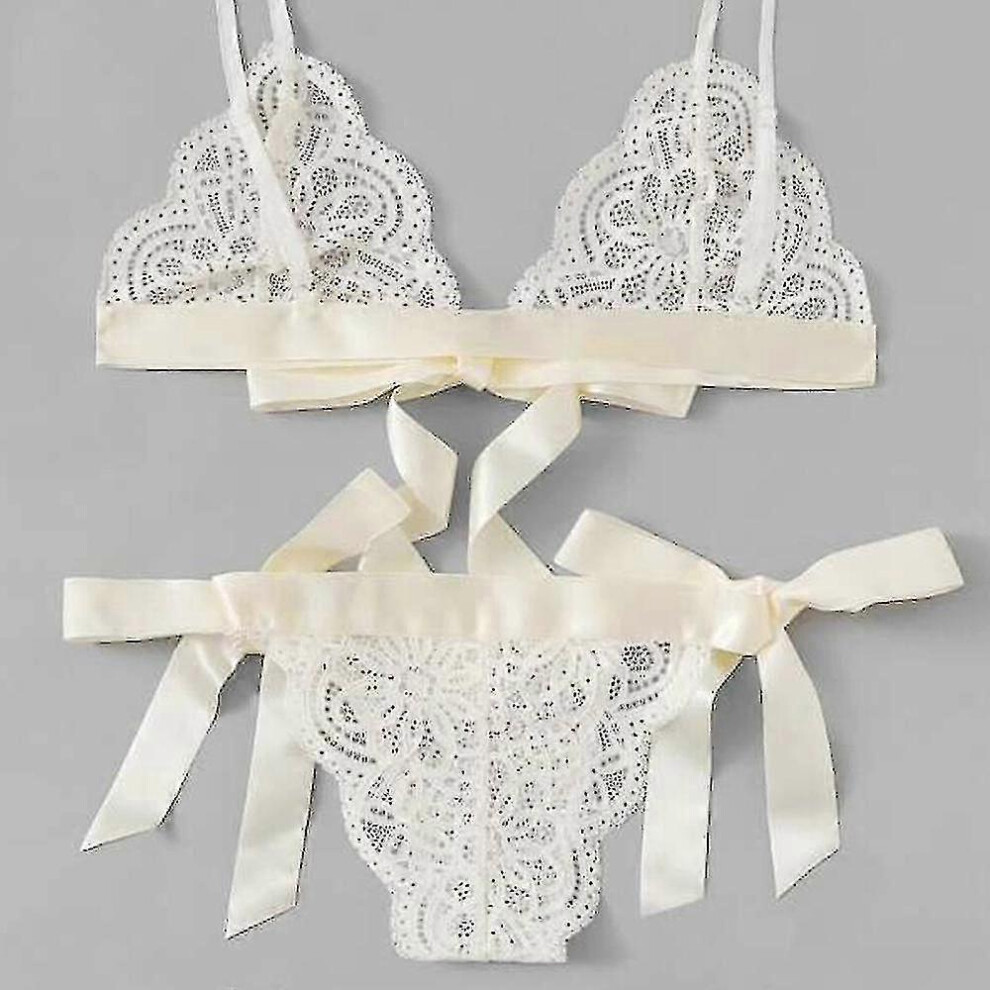(L, White) Women Lingerie Set Sexy Underwear Bra + G-string Tw on OnBuy
