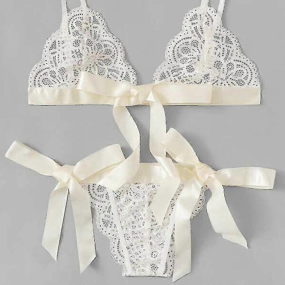 (L, White) Women Lingerie Set Sexy Underwear Bra + G-string Tw on OnBuy