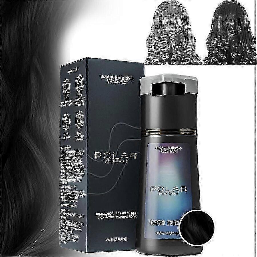 (black) Polar Haircare Instant Hair Dye Shampoo - Achieve Natural Color ...