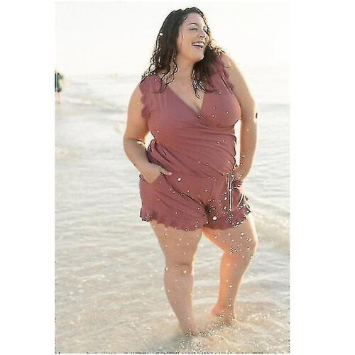 (L, Pink) Swim Romper Built-in Bra, Built-in Bra And Leggings Swim ...