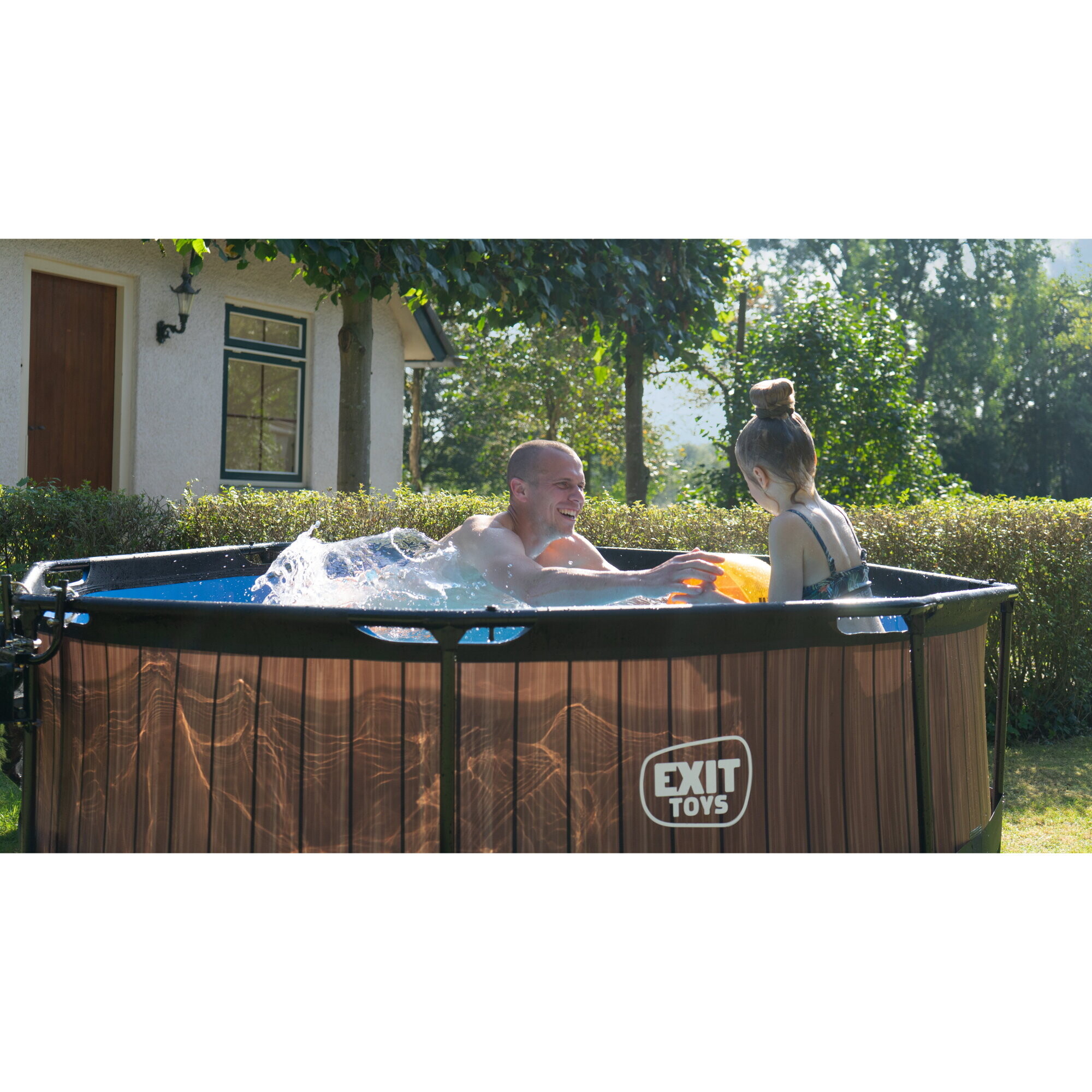 EXIT Wood Pool 8ft x 30in with Filter Pump – Brown on OnBuy