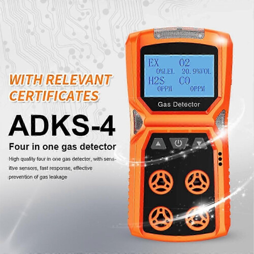 4-in-1 Multi Gas Detector: O2, H2S, CO, LEL Gas Meter for European ...