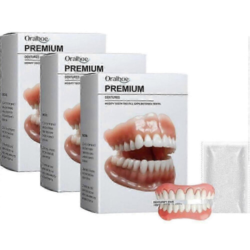 (3pcs) Premium Denture Set, Advanced Silicone Reline Denture Set ...