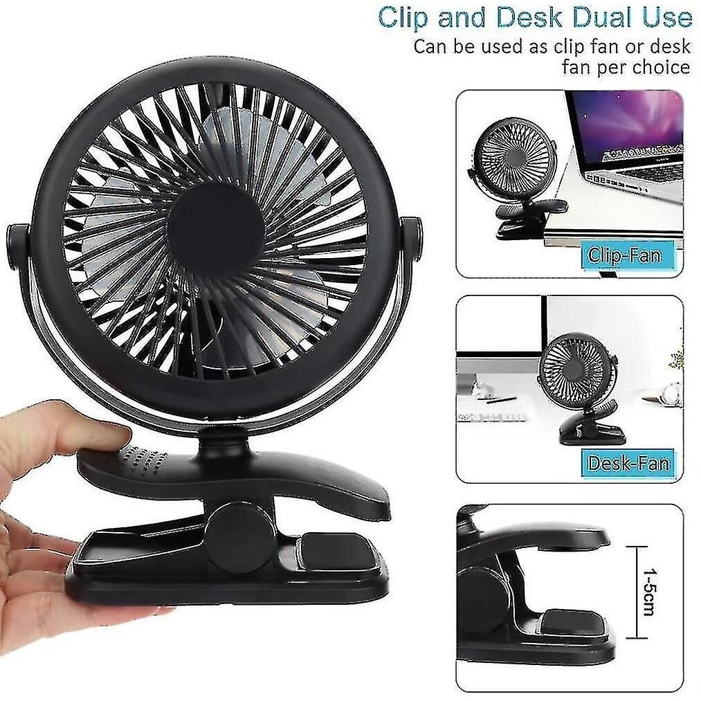 (pink) Mini Usb Fan,silent Clip Table Fan With Rechargeable Battery ...