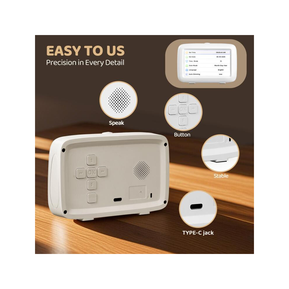 4.3-Inch Desktop Digital Clock With Time And Date For Dementia(White ...