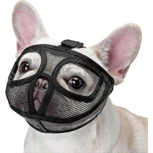 (M) Short Snout Dog Muzzle, Adjustable Breathe Mesh Bulldog Muzzle Wont ...