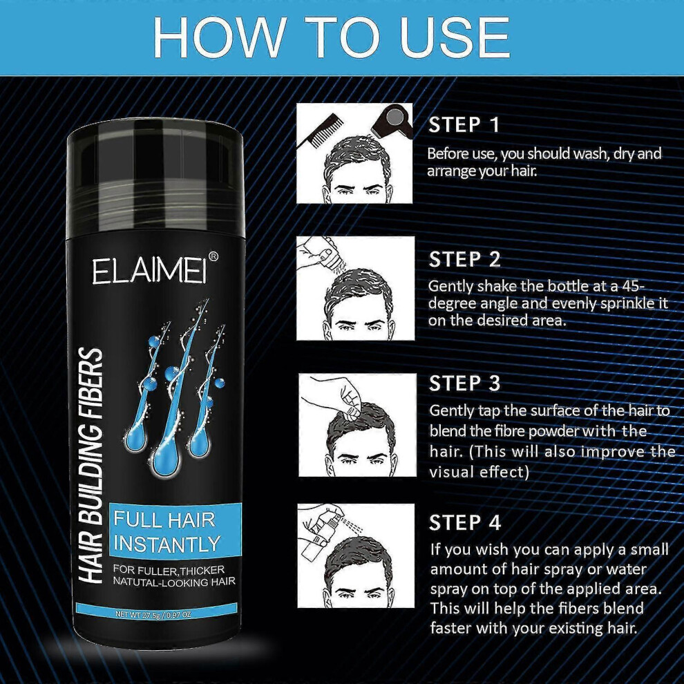 (Dark Brown) Hair Fiber Powder Long Lasting Hair Restoration Spray on OnBuy